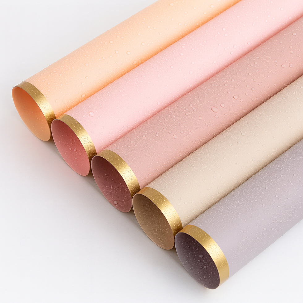 Papel coreano premium mate con orilla dorada | Paq. 20 pliegos | Papel ...
